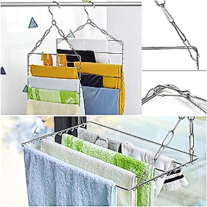ZyHMW Clothes Airer Balcony Folding Shoe Drying Rack Clothes Airer Stainless Steel Laundry Hook Clip, Clothes Airer (No. of Pegs : 100) (Size : 36)