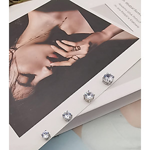 WAINIS 8 Pairs Stainless Steel Magnetic Stud Earrings for Men Women Non-piercing CZ Hypoallergenic Earrings 5-8mm