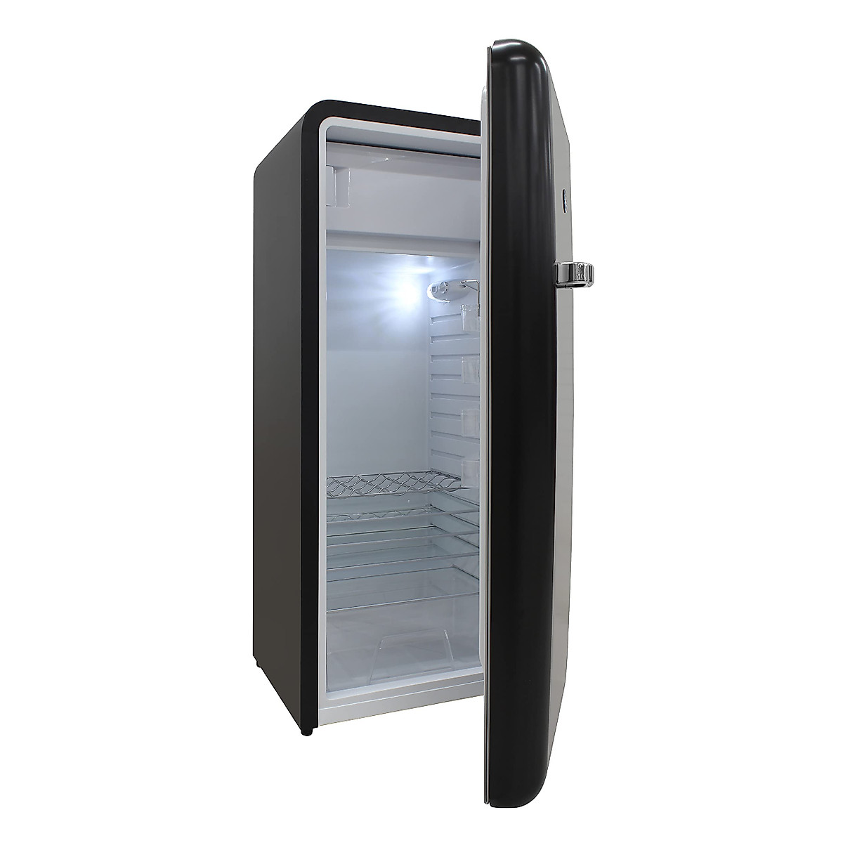 BRAMA Retro Fridge with Top Freezer 9.9 Cu.Ft. Full Refrigerator for Apartment, Condo, House, Kitchen, 24-Inch, Black
