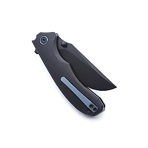 Miguron Knives M Centurion Flipper Folding Knife 3.5" Black PVD 14C28N Blade Black G10 Handle Pocket Knife MGR-812BK