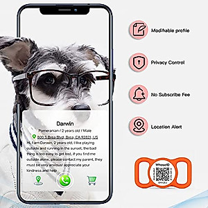 QR Personalized Pet ID Dog Tags, Silent Silicone QR Code ID Tags, Send Pet Location Alert Email When Scanning, No App Need, Multi-Pet Management, Black&White