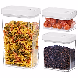vacane Pump-Lock Airtight Food Storage with Detachable Lids, 0.38/0.99/1.63Qt Plastic Cereal Containers, Stackable Kitchen Storage Containers Set for Flour Snack Sugar Coffee, Dishwasher Safe