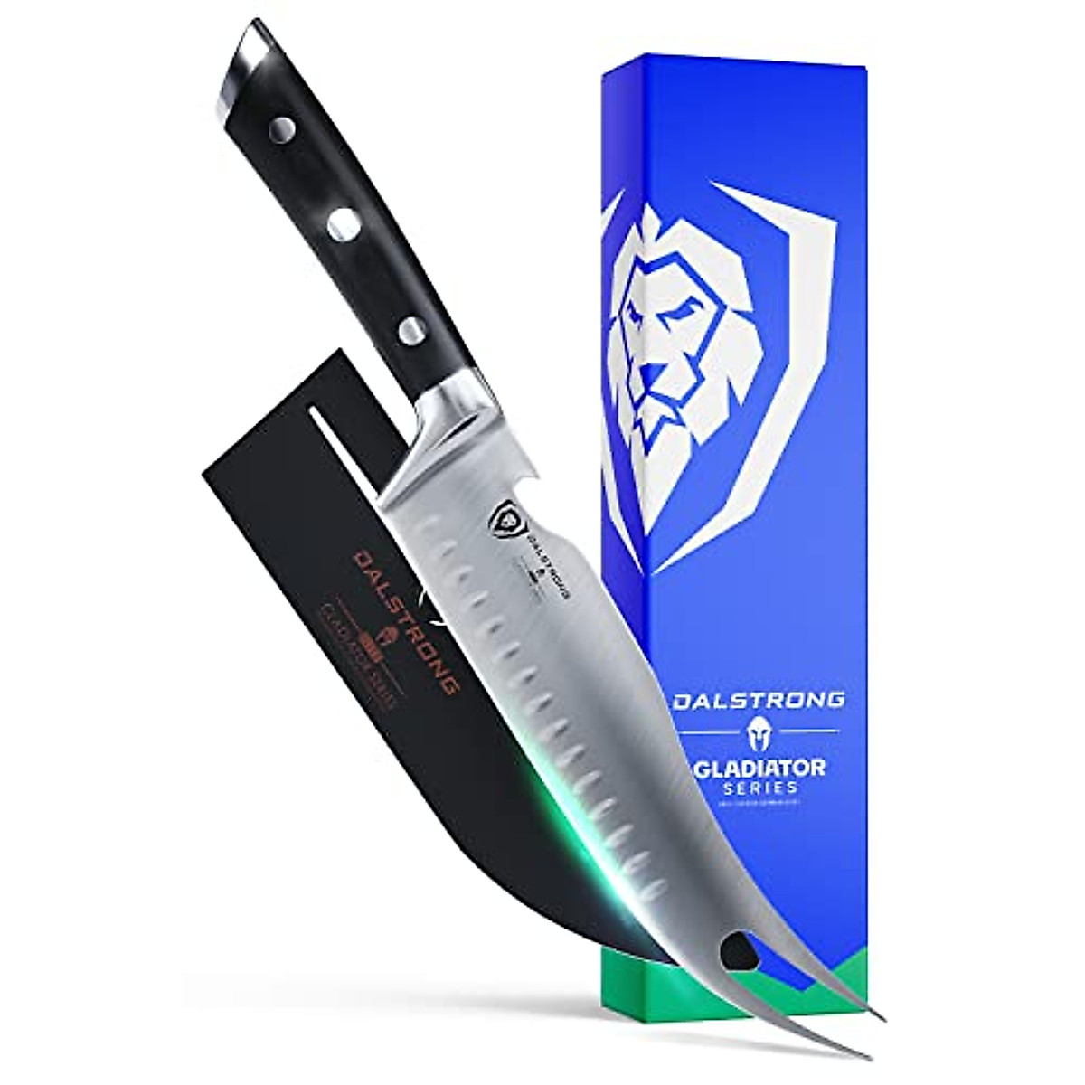 Dalstrong BBQ Pitmaster & Meat Knife - 8 inch - Gladiator Series Elite - Forged High Carbon German Steel - Forked Tip & Bottle Opener - G10 Handle - Sheath Included - NSF Certified