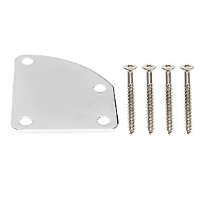 2Pcs Yootones Electric Guitar Neck Plate Curved Semi-Round Neck Joint Back Mounting Plate 4 Holes with Screws Compatible with Guitar Bass Parts Replacement (Silver)