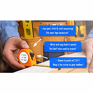 Cyclops Erasable Scratch Pads for Tape Measure, Construction, Woodworking Tool - 5 Pads - Write Measurements & Notes - Great Stocking Stuffer, Gift for Men & Women