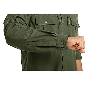 MAGCOMSEN UV Protection Shirts for Men Fishing Shirts for Men Long Sleeve Shirts for Men Hiking Shirts Work Shirts Army Green XL