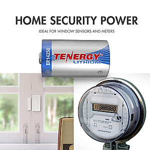 Tenergy High Capacity 3.6V 1/2 AA Lithium Battery, 1200mAh ER14250 Non-Rechargeable Batteries for Window Sensors, Alarm Systems, Home Security Sensors, Utility Meters, UL Certified, 4 Pack