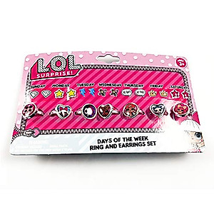UPD LOL! Days of The Week Earring & Ring Set, Small, Multicolor