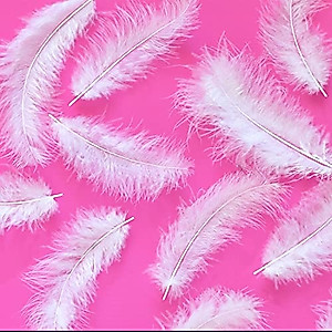 Turkey Marabou Feathers for Crafts Dreamcatcher Fringe Trim Colored Feathers（100pcs White）