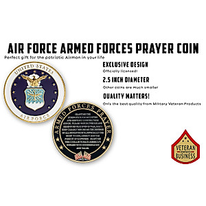Air Force Armed Forces Prayer Coin - USAF Valor Challenge Coin-Gifts for Air Force-Certified Disabled USMC Vet Owned Business