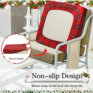 Newwiee 8Pcs Patio Cushion Covers Stretch Outdoor Cushion Cover Replacement for Patio Furniture Sofa Couch Slipcovers, Soft Flexibility Washable Furniture Protector(Waterproof Pure,Red, Green)