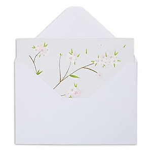 120-Pack Cherry Blossom Note Cards with Envelopes, Blank Vintage-Style Thank You Notes, Bulk Box Set for Wedding Small Business, Birthday (6 Floral Designs, 4x6 In)