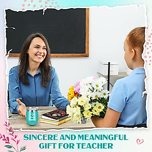 12 Pcs Teacher Appreciation Christmas Gift Bulk for Women, 12oz Wine Cup with Mini Journal Notepads Keychains Basket Thank You Retirement Gifts