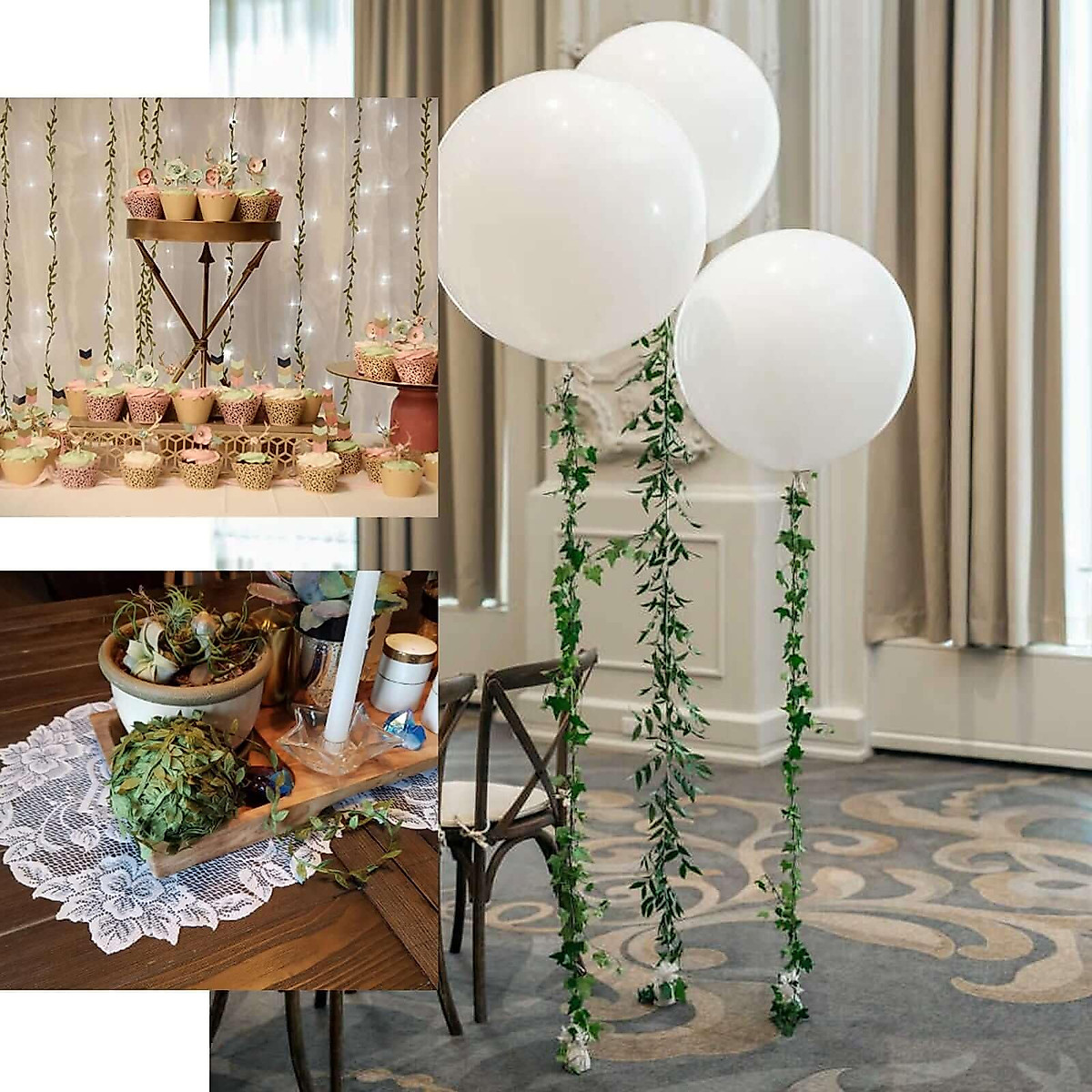 Efavormart 18FT Mini Leaf Garland, DIY Wired Artificial Vine Greenery Garland, Green Leaf Strand, Wall, Wedding, Party, Wall, Office, Backdrop Arch, Garden Decorations