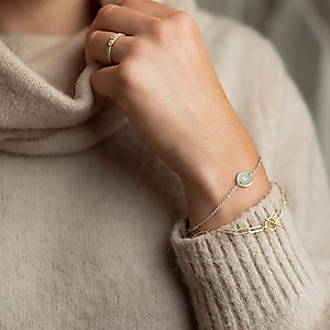 Stainless Steel Initial Bracelet - Delicate Coin Letter C - Dainty Small Disc Name - Personalized Monogram Charm Bracelet for Women