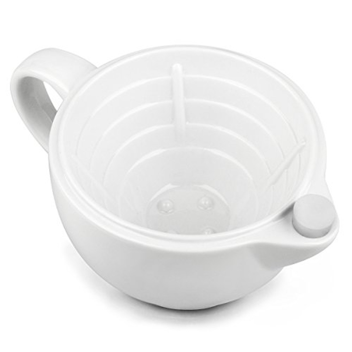 QSHAVE Shaving Scuttle Mug - Keep Lather Always Warm - White Large Deep Size Bowl Handmade Pottery Cup (White)