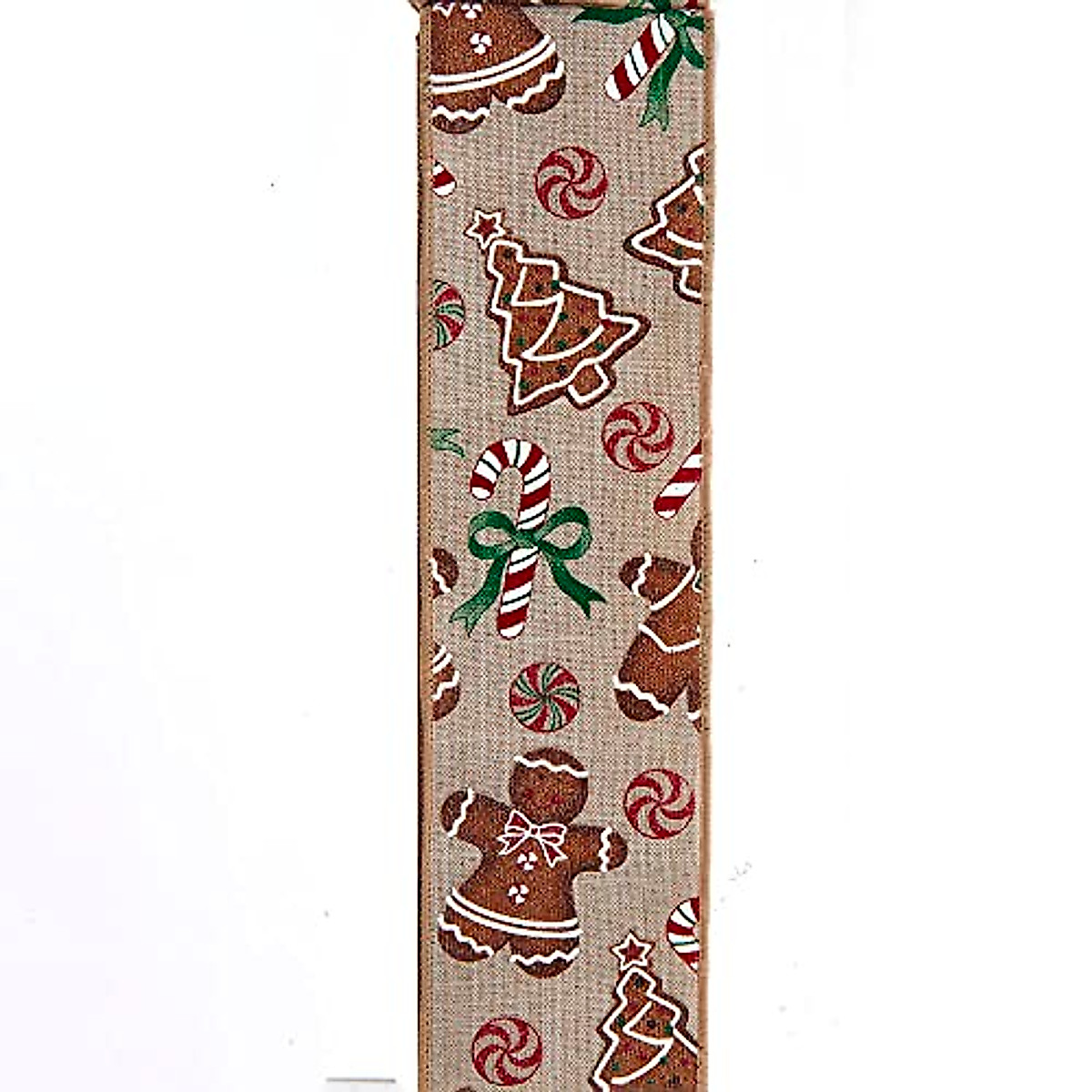 Kurt S. Adler Gingerbread Patterned Double Wire Ribbons, 2.5-InchesX10YD, Multicolor