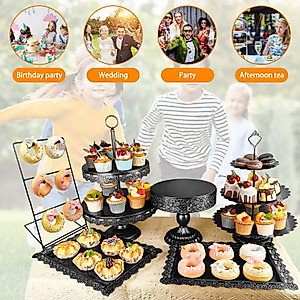 Black Cake Stand Set-7 Pcs Cake Stand Set-Dessert Table Display Set for Baby Shower, Wedding, Birthday Parties, Chrismas Celebration