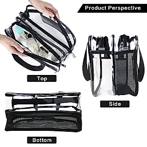 Auseibeely Clear Toiletry Bag for Women Men, Portable Large Travel Makeup Bag, Waterproof & Draining Transparent Cosmetic Bag, Carry On Airport Airline Compliant Bag