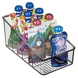 mDesign Plastic Food Packet Organizer Bin - Storage Station for Kitchen, Pantry - Holder for Spice Pouch, Dressing Mix, Sauce, Hot Chocolate, Tea, Sugar Packets, Ligne Collection, 2 Pack - Smoke Gray