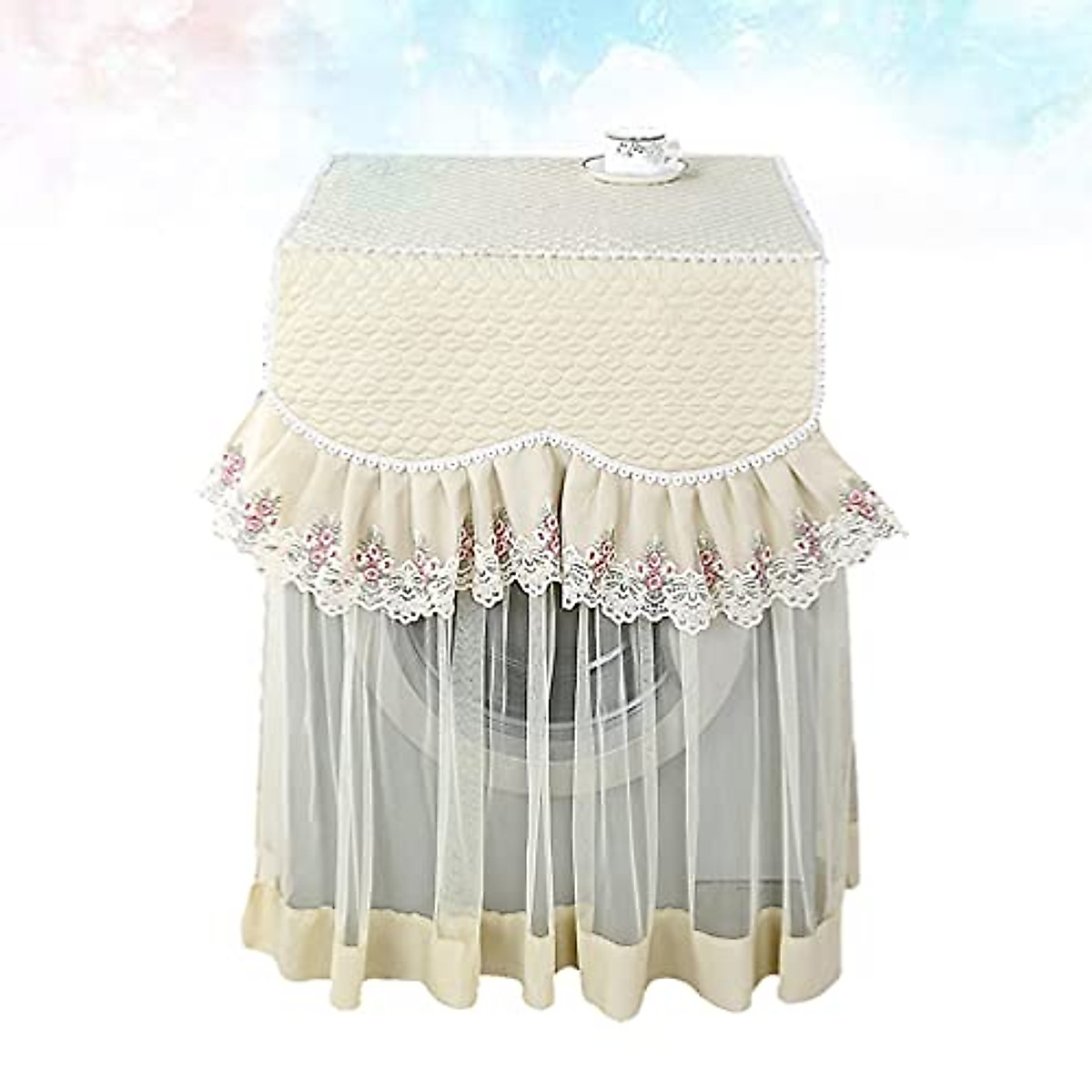 Vosarea Front Door Decor Sunproof Washing Machine Cover 60x60x87cm Automatic Washer Protectors Delicate Washing Machine Cover (Beige) Laundry Machine Cover Replacement Home Decoration