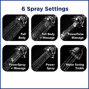Waterpik PowerPulse Therapeutic Massage Shower Head, Chrome, XAS-613E