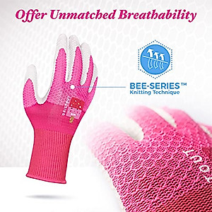 OriStout Garden Gloves for Women, Ladies Yard Work Gloves for Weeding, Digging, Planting, Harvesting, Pink, Medium, 1 Pair