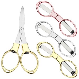 AHQiZFX 3 Pcs Folding Scissors, Safe Portable Travel Mini Scissors Crafting Scissors Stainless Steel Retractable Small Scissors for Home Office School Safe Portable Travel Scissors