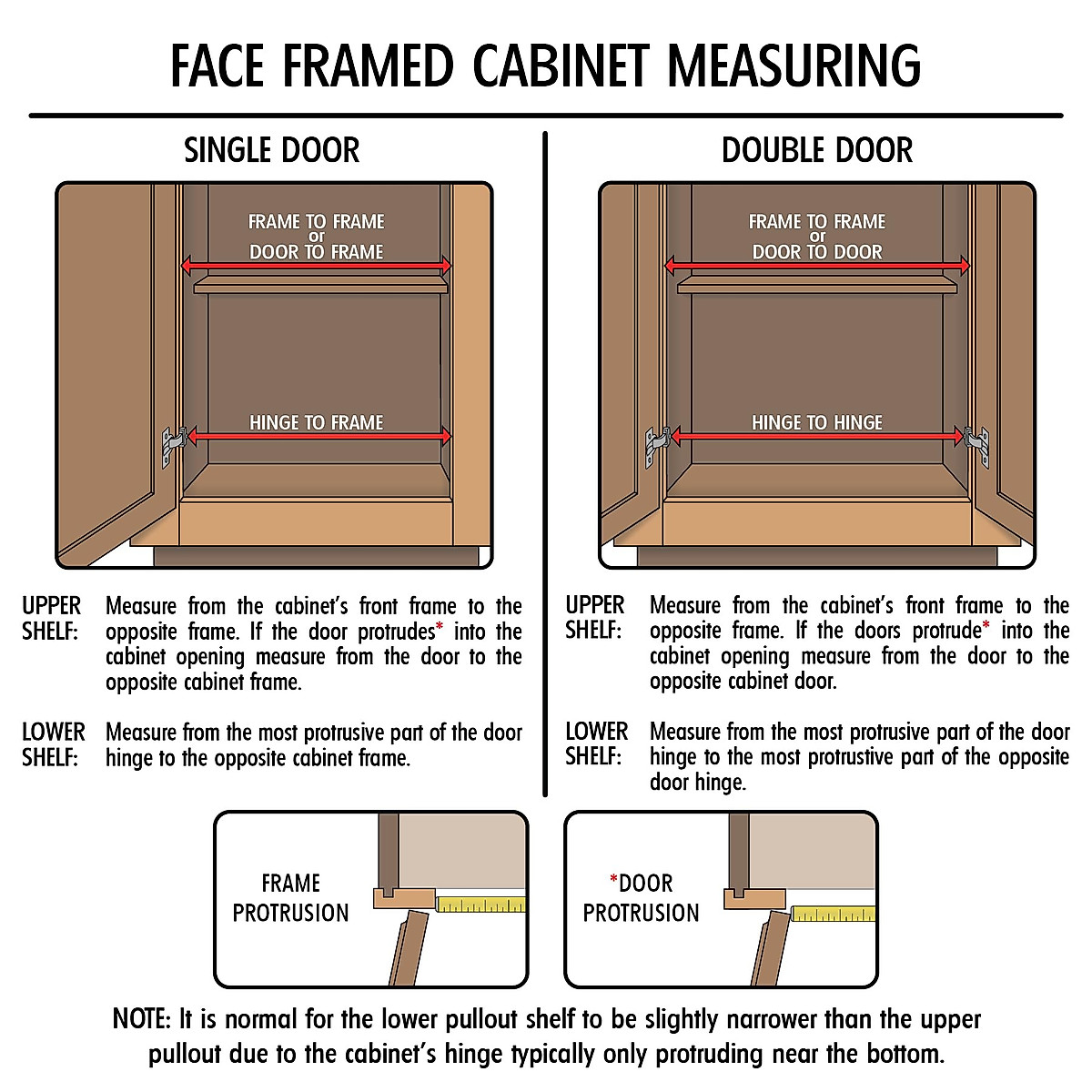 Sliding Pull-Out Shelf for Cabinets (Kitchen Cupboards, Pantry Drawers, Bathroom Storage) 2 3/8" Tall - 3/4 Slides & Base Mounting - Custom Clear Opening Width & Depth: (13", 15.75" (3/4))