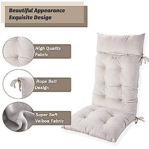 Big Hippo Rocking Chair Cushion,Thicken Soft Rocking Chair Cushion Set with Detachable Neck Pillow Back Support,Comfy Chair Cushion Pad with Ties for Outdoor Indoor Home Office,Beige