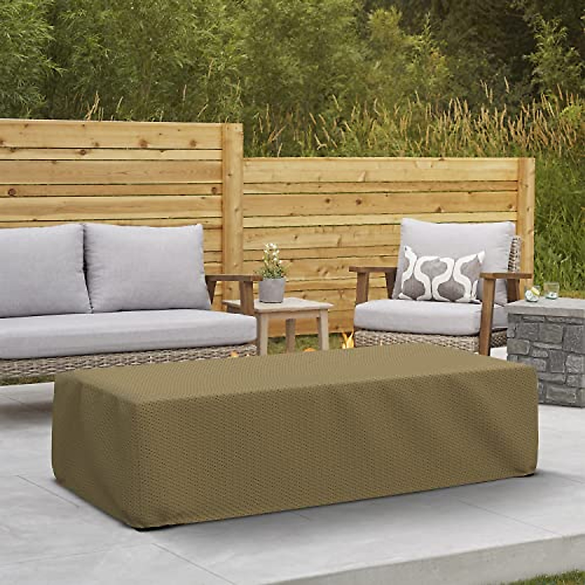 Covers & all Rectangle Fire Pit Cover with Elastic, 160 GSM Duro Pro UV Resistant Made of Breathable Non-Woven Fabric Ideal for Indoors/Outdoors (38" W X 28" D X 17" H, Brown)
