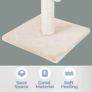 Dimaka Cat Scratching Post, Natural Sisal Rope Claw Scratcher Post with 4 Hanging Toy Balls for Indoor Cats and Kittens (25 inches for Kittens, Beige)