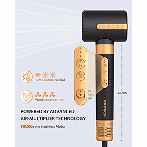 Hair Dryer Brush, PRITECH Blow Dryer Brush Set with Diffuser, 7 in 1 Hair Styling Tools 110000 RPM High Speed Volumizer Drying, Ionic Hairdryer Curler Straightener,Curling Wand