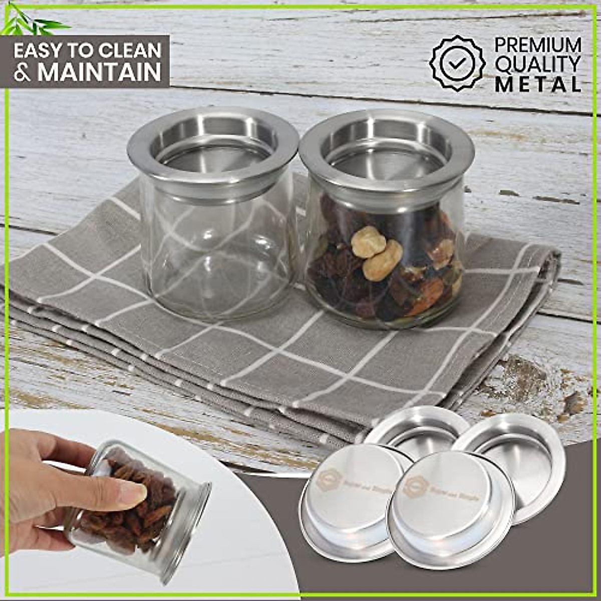 4 Oui Yogurt Jar Lids | Stainless Steel Metal Yoplait Oui Lids Only | Food Safe, Durable, Airtight, Reusable | Water and Liquids Contact Safe | For Regular or Petite Dessert Oui Jars| 4-Piece Set