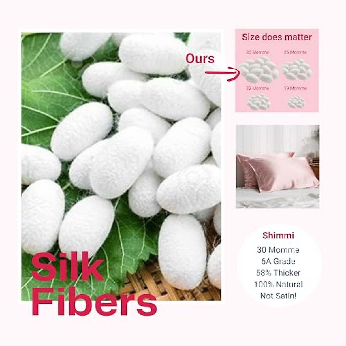 Shimmi Real Silk Pillow Cases | Luxury 30 Momme 6a Grade Mulberry Silk Pillowcase | Silk Pillowcase for Hair and Skin | Super Soft | [Standard, Blue Shimmer]