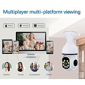 SXBCyan Wireless WiFi Light Bulb Camera,Security Camera for Home Surveillance,Spotlight E27 360 Degree Panoramic Wireless Security IP Camera (Size : 2mp Camera)