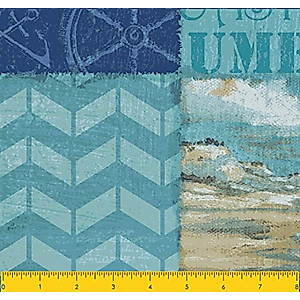 Stitch & Sparkle Paul Brent PB BEACHSCAPE Patchwork Horizontal 100% Cotton Prints Fabric 44" Wide, Quilt Crafts Cut by The Yard (PB14)