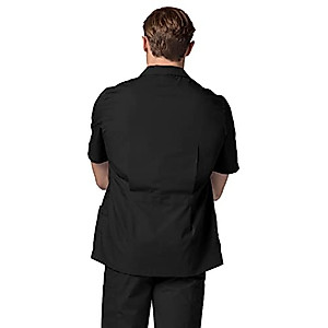 Adar Universal Scrubs for Men - Zippered Short Sleeved Scrub Jacket - 607 - Black - 2X