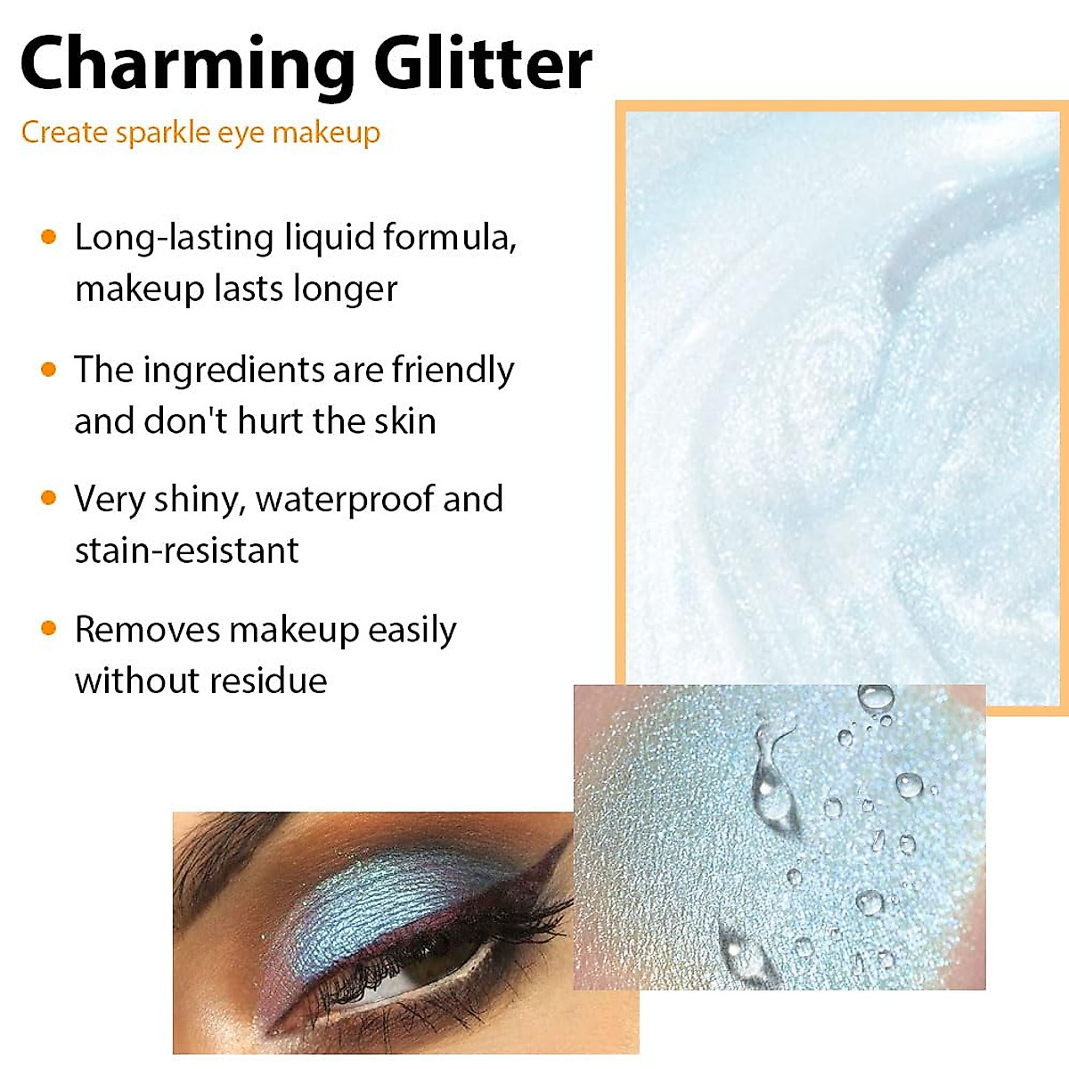 AMY'S DIARY 8 Colors Liquid Shimmer Eye Shadow Kit - Sparkling Metallic High Pigmented Glitter Eye Shadow, Quick Drying Long Lasting Creates Dimensional Beauty Eye Looks