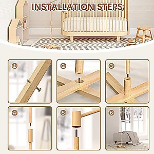 FEISIKE Baby Crib Mobile Arm, 57.4 Inch Mobile Arm for Crib Wooden Nursery Decor Hanger,Holder for DIY Mobile Baby Girl Boy,Hanging Attachment Set Upgrade Floor Stand