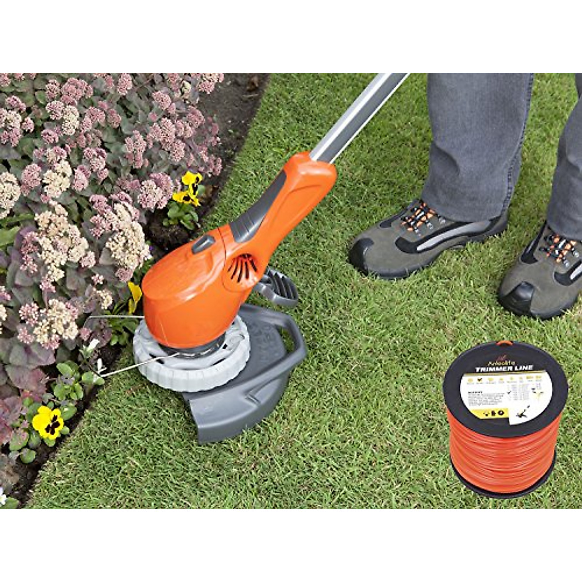 A ANLEOLIFE 5-Pound Commercial Square .105-Inch-by-1038-ft String Trimmer Line in Spool,with Bonus Line Cutter, Orange