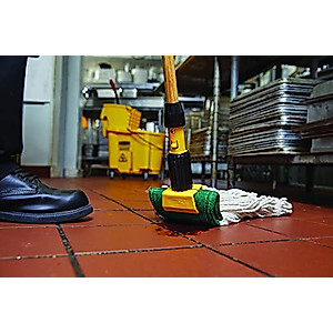 Rubbermaid Commercial Products Wood Mop Handle, 60-Inch, Lightweight Wet Mop Gripper with Heavy-Duty Clamp Handle for Floor Cleaning