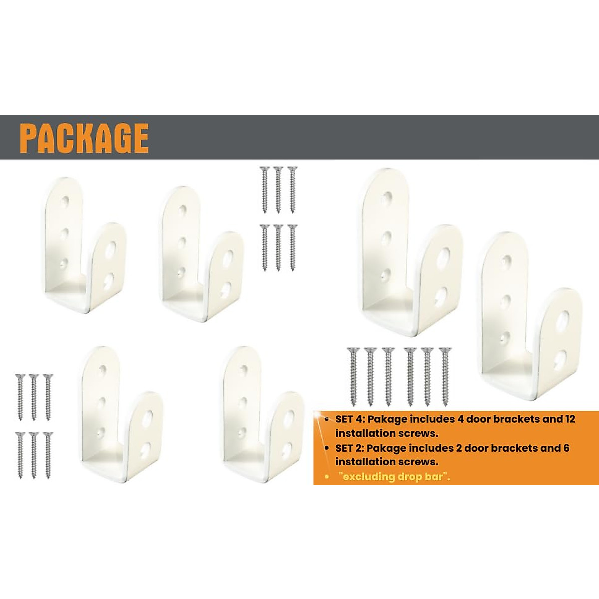 2x4 Door Barricade Bracket Heavy Duty Open bar Security Holder Bracket Security bar Door Stopper fits 2x4 Board Lumber Door Jammer and Tool Hanger for Your Home Barn Shed Garage (White-M2-Set 2)