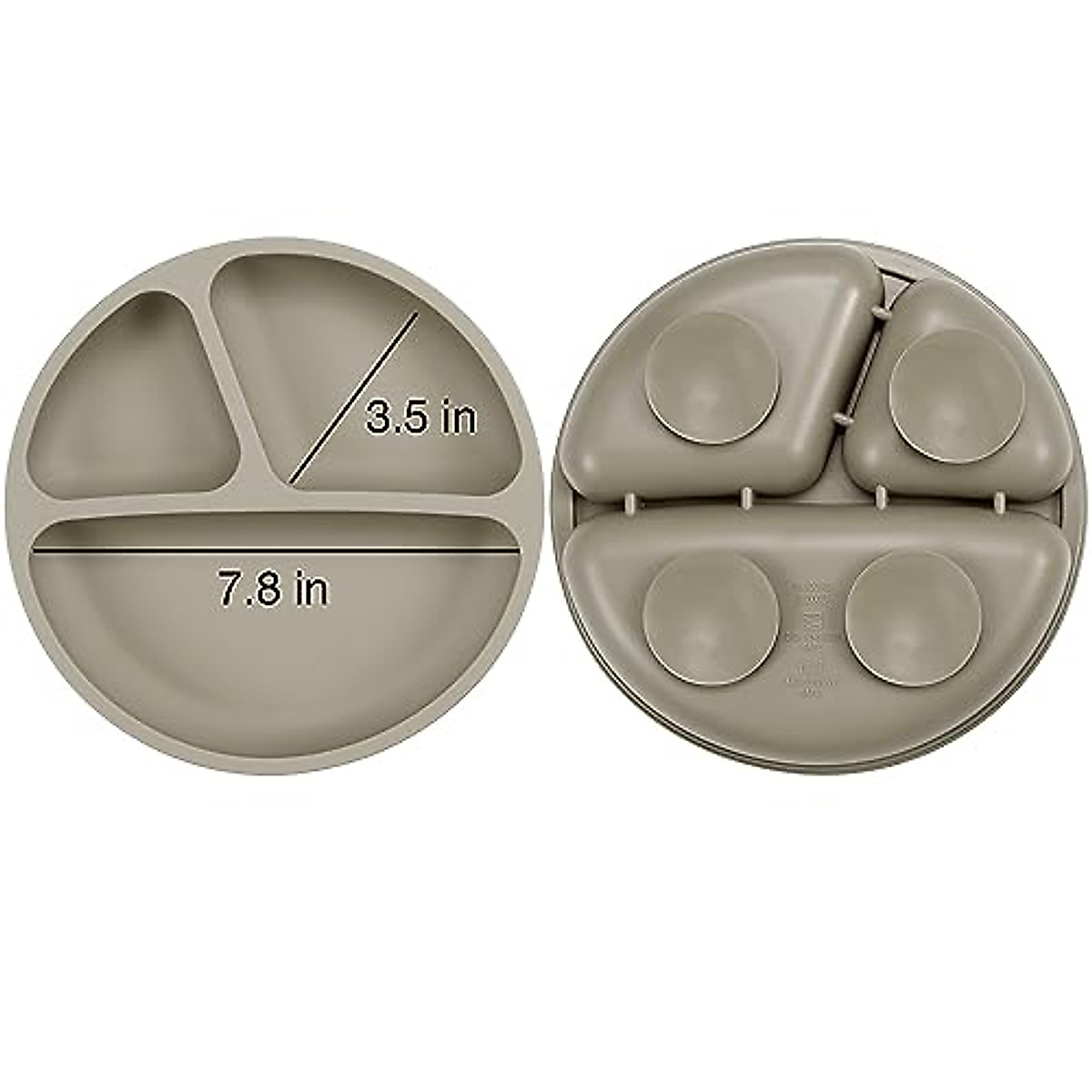 PandaEar Suction Plates for Baby Toddlers, Silicone Baby Plates with Suction, 2 Pack Toddler Plates and Utensils Set, Divided Plates for Kids Infant, Non-Toxic, BPA Free Dishes