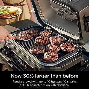 Ninja OG850 Woodfire Pro XL Outdoor Grill & Smoker with Built-In Thermometer, 4-in-1 Master Grill, BBQ Smoker, Outdoor Air Fryer, Bake, Portable, Electric, Dark Gray