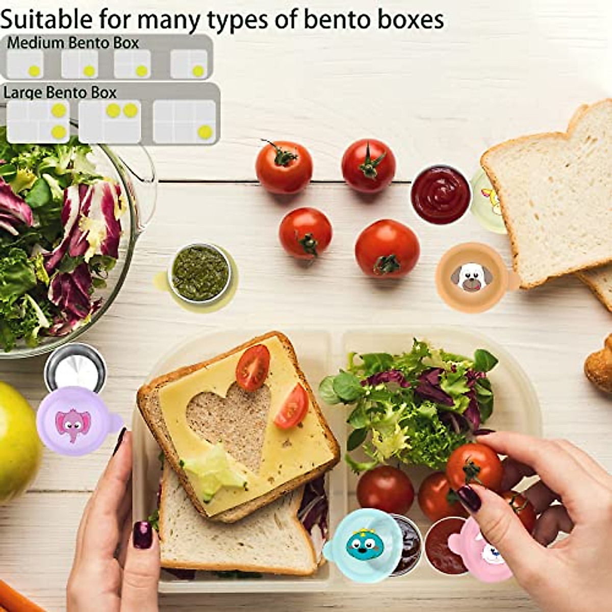 6 PCS 1.6 oz Salad Dressing Container To Go, Stainless Steel Condiment Containers with Leakproof Silicone Lid Animal Print Condiment Sauce Cups with Lids Dipping Sauce Cups Container for Lunch Box