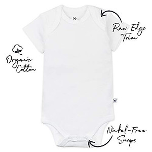 HonestBaby 10-Pack Organic Cotton Short Sleeve Bodysuits, Rainbow Boy, 0-3 Months