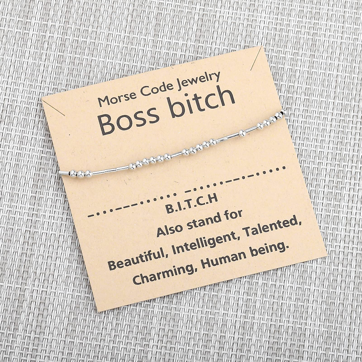 PLITI Boss Lady Morse Code Bracelet For Women Boss Mentor Leader Appreciation Jewelry (Boss bitch morse bg)