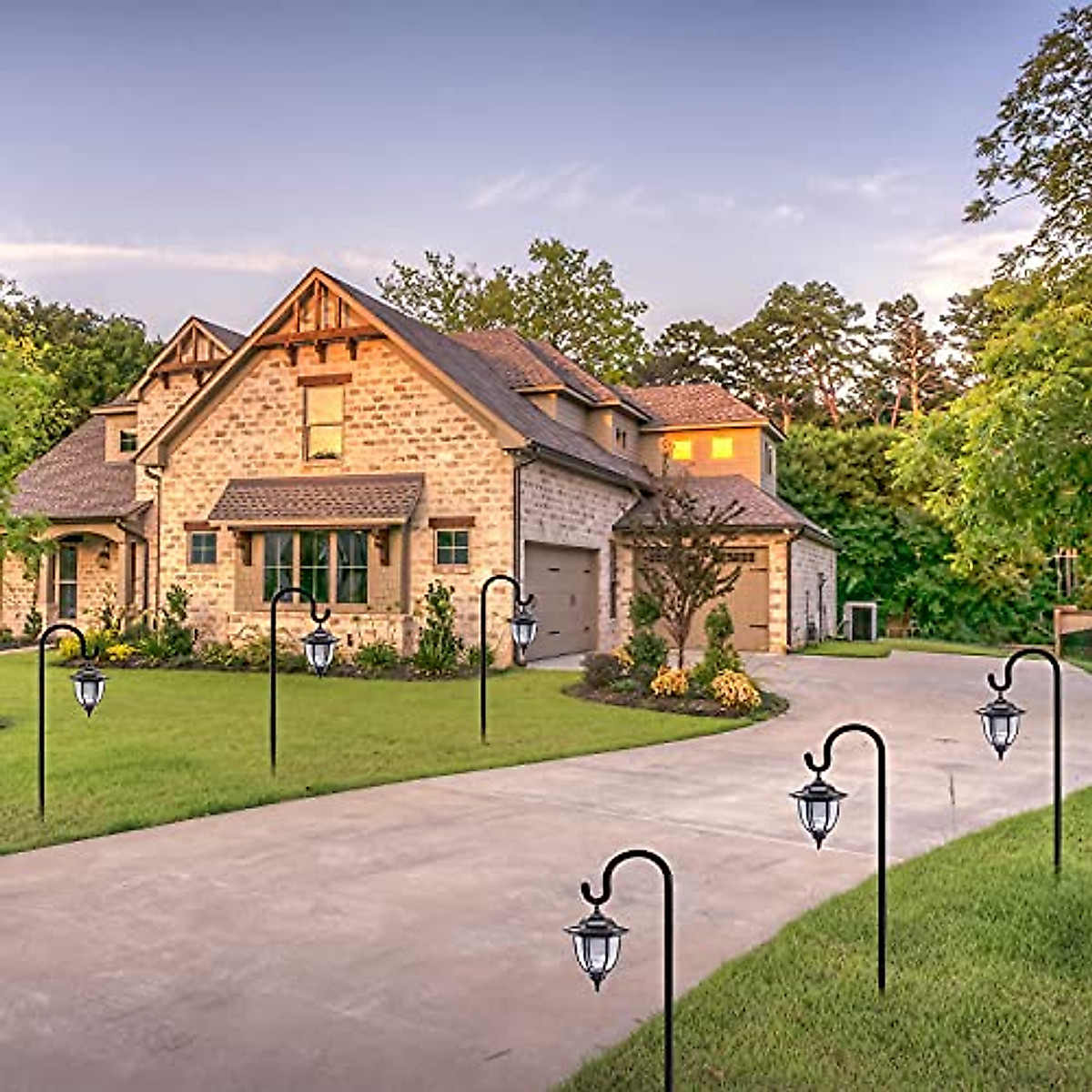 XVZ 47 inch Outdoor Shepherd Hook,2/5 inch Diameter Shepherds Hook,Adjustable Heavy Duty Garden Hanging Stakes for Planter Lanterns Weddings Decor,Garden Plant Hanger Stands-Matte Black 2 Pack