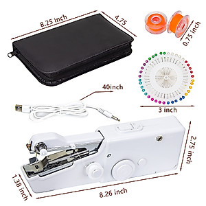 Handheld Sewing Device Portable Sewing Machine with 177 Pcs Sewing Kit Supplies Handheld Electric Sewing Machine for Beginners, Kid, Home Travel Use